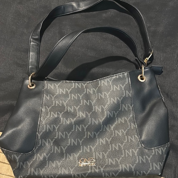 Jones New York | Bags | Jones New York Black And Gray Monogram Shoulder ...